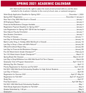 Academic Calendar | ASU Mid-South | West Memphis, Arkansas